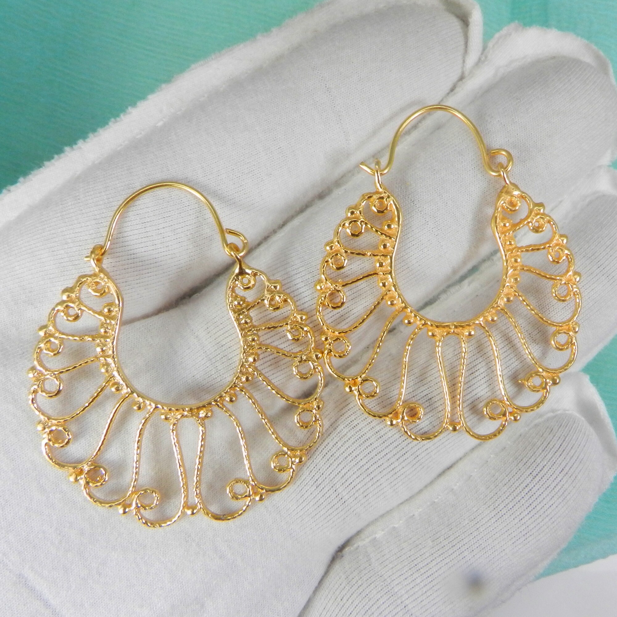 Ethnic Gold Plated Brass Boho Earringsindian Hoop - Etsy