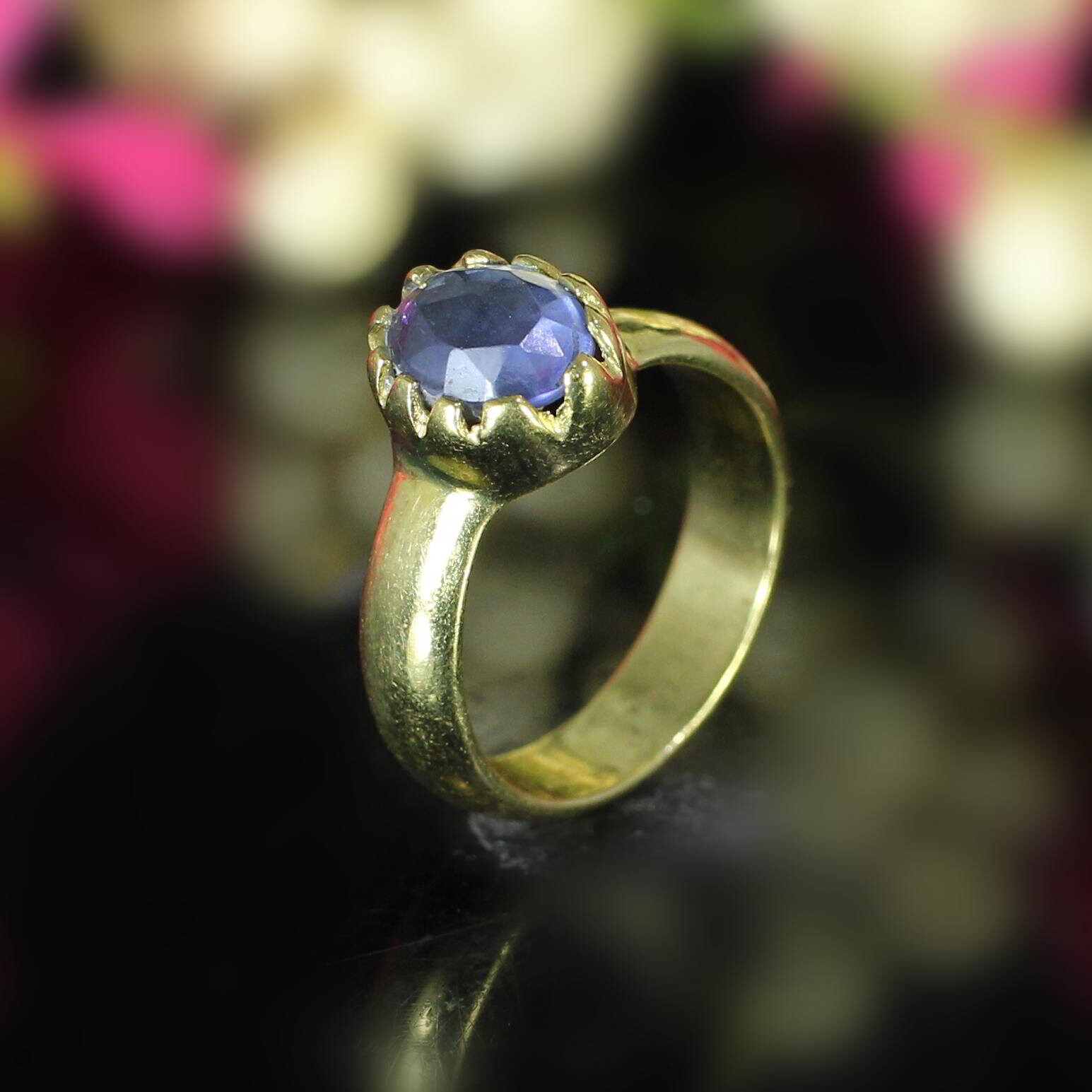 Simple Ring London Blue Topaz Hydro Gemstone Ring Gold - Etsy