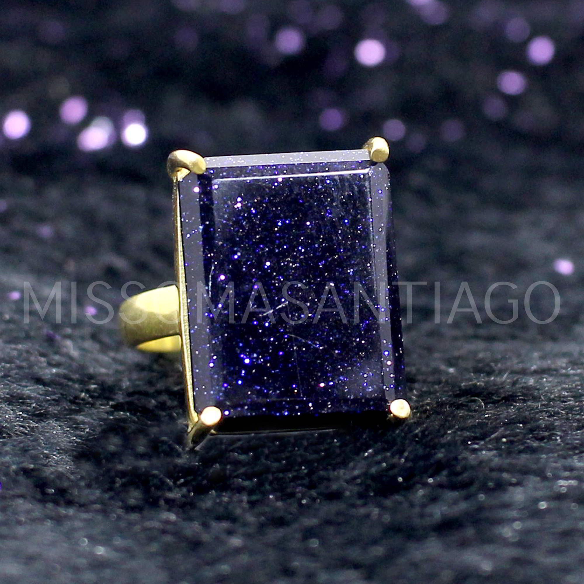 Blue Sunstone Unisex Ring Handmade Brass Ring Gemstone Ring - Etsy