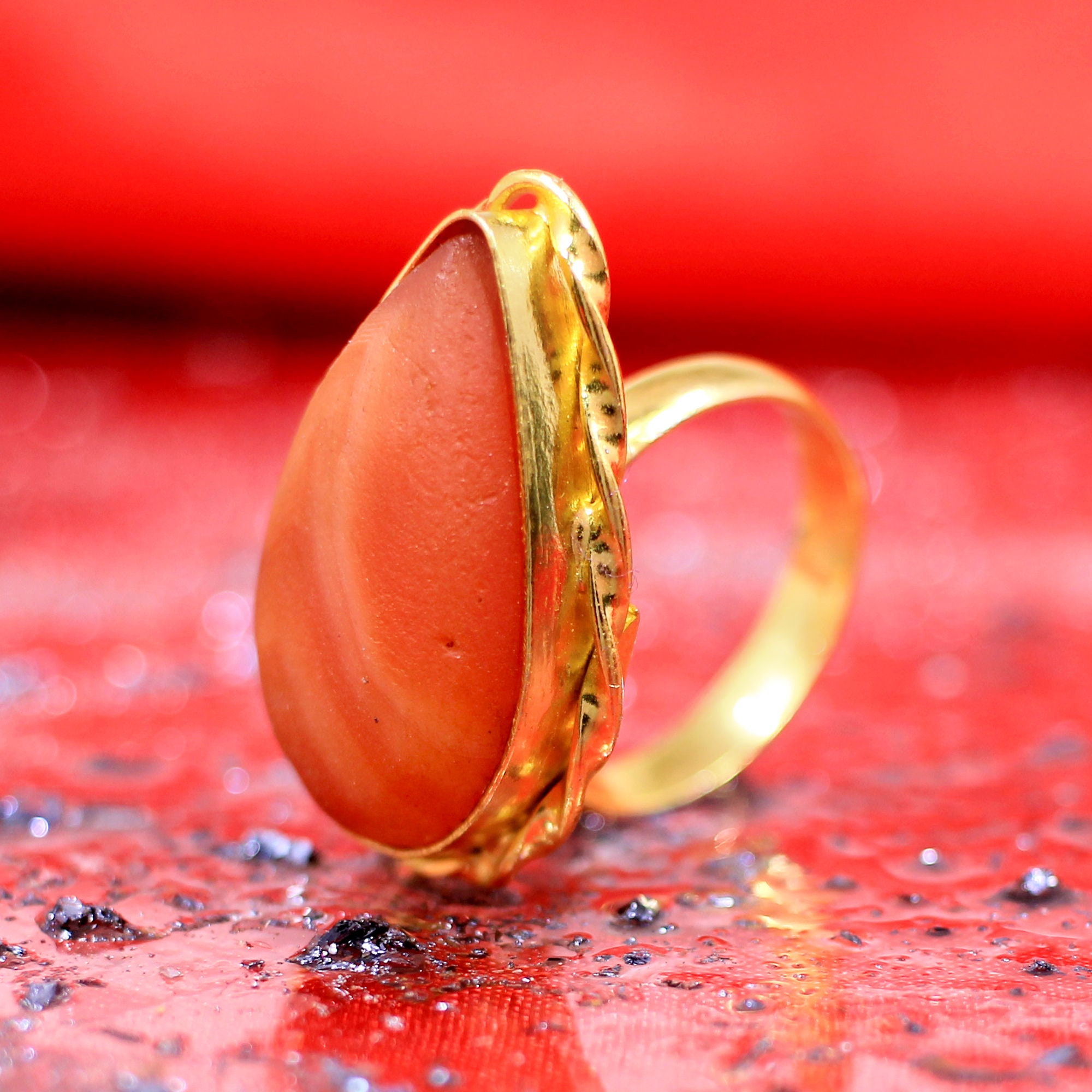 Pear Sardonyx Gemstone Ring Handmade Brass Ring Gold Ring - Etsy