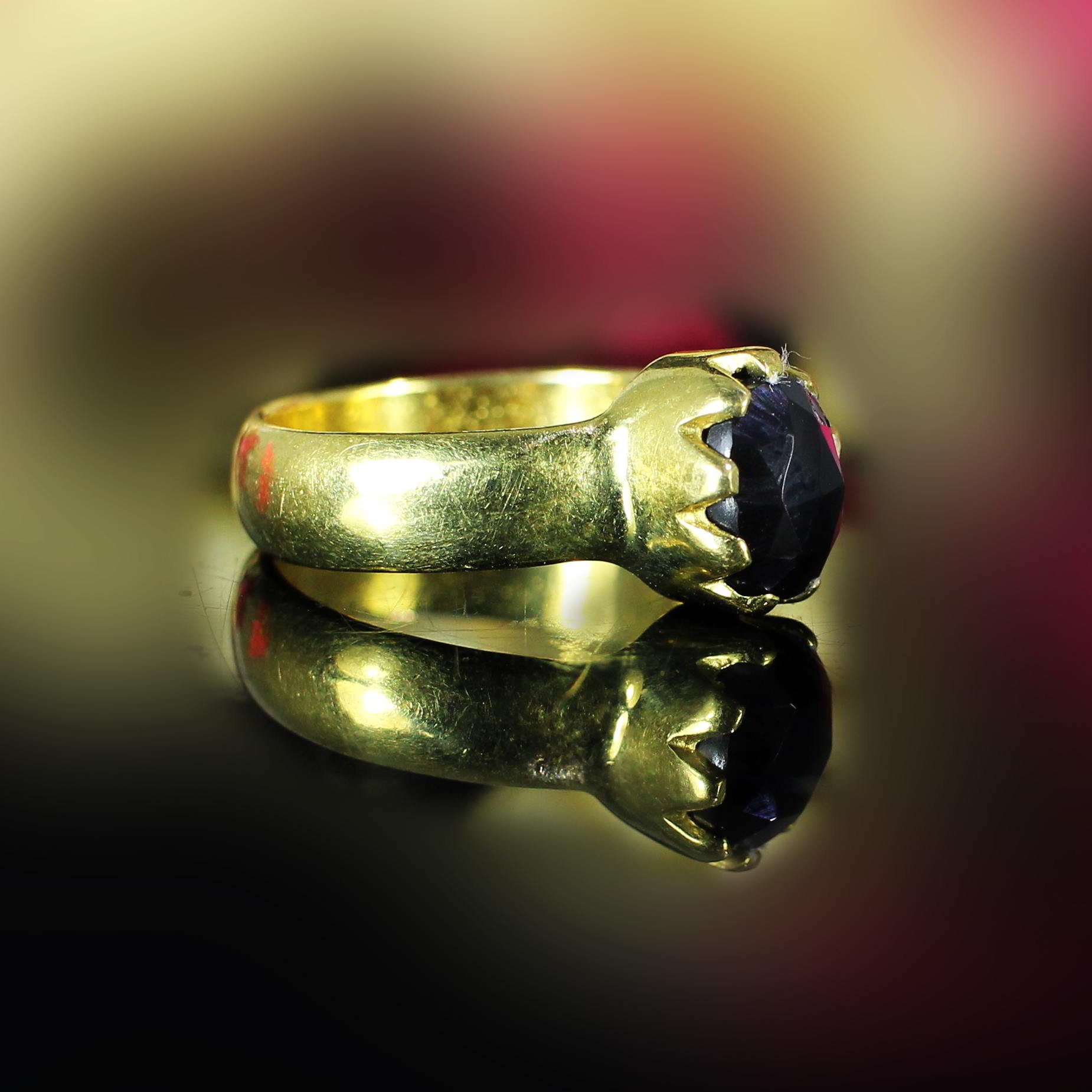 Black Onyx Gold Ring- Unisex Ring- Gemstone Ring- Brass Jewelry- Simple ...