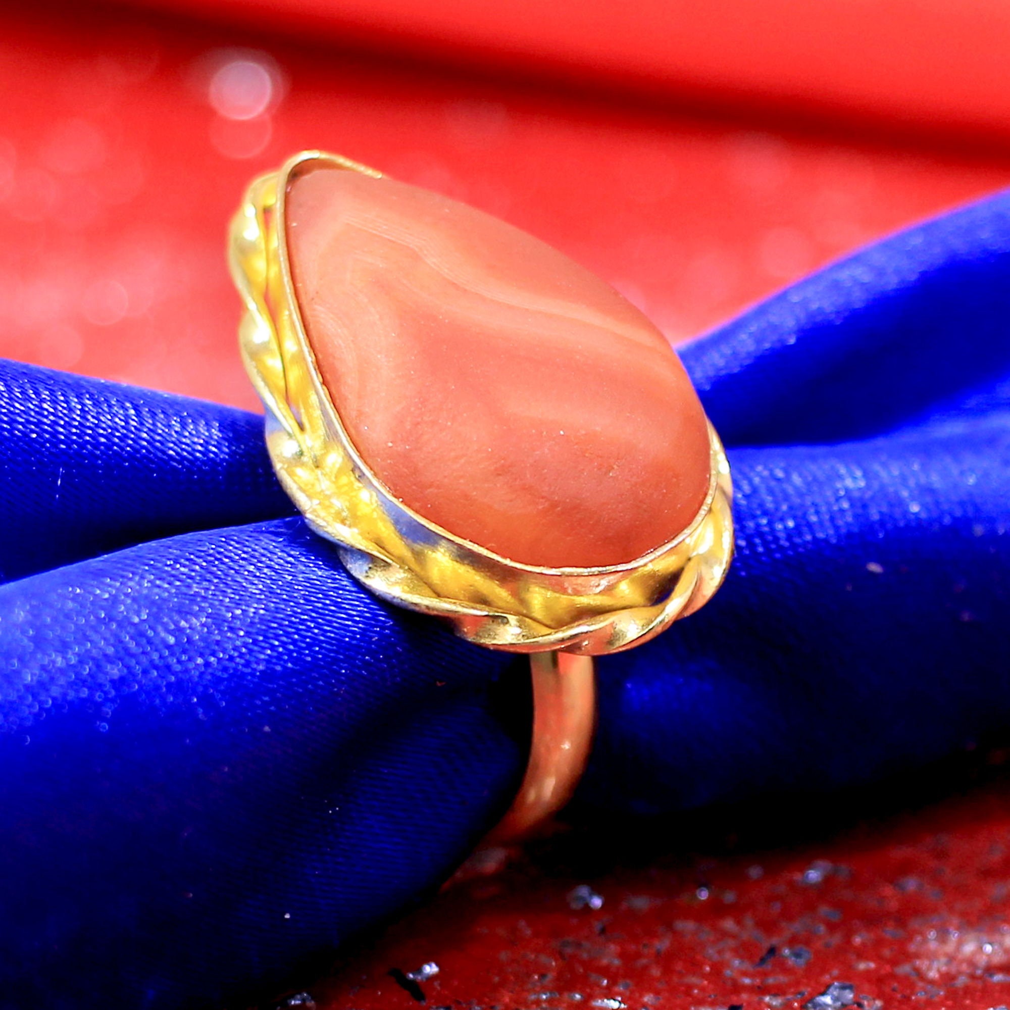 Pear Sardonyx Gemstone Ring Handmade Brass Ring Gold Ring - Etsy