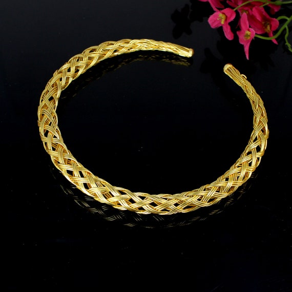 Wire Wrapped Choker Necklace Gold Plated Brass Jewelry - Etsy