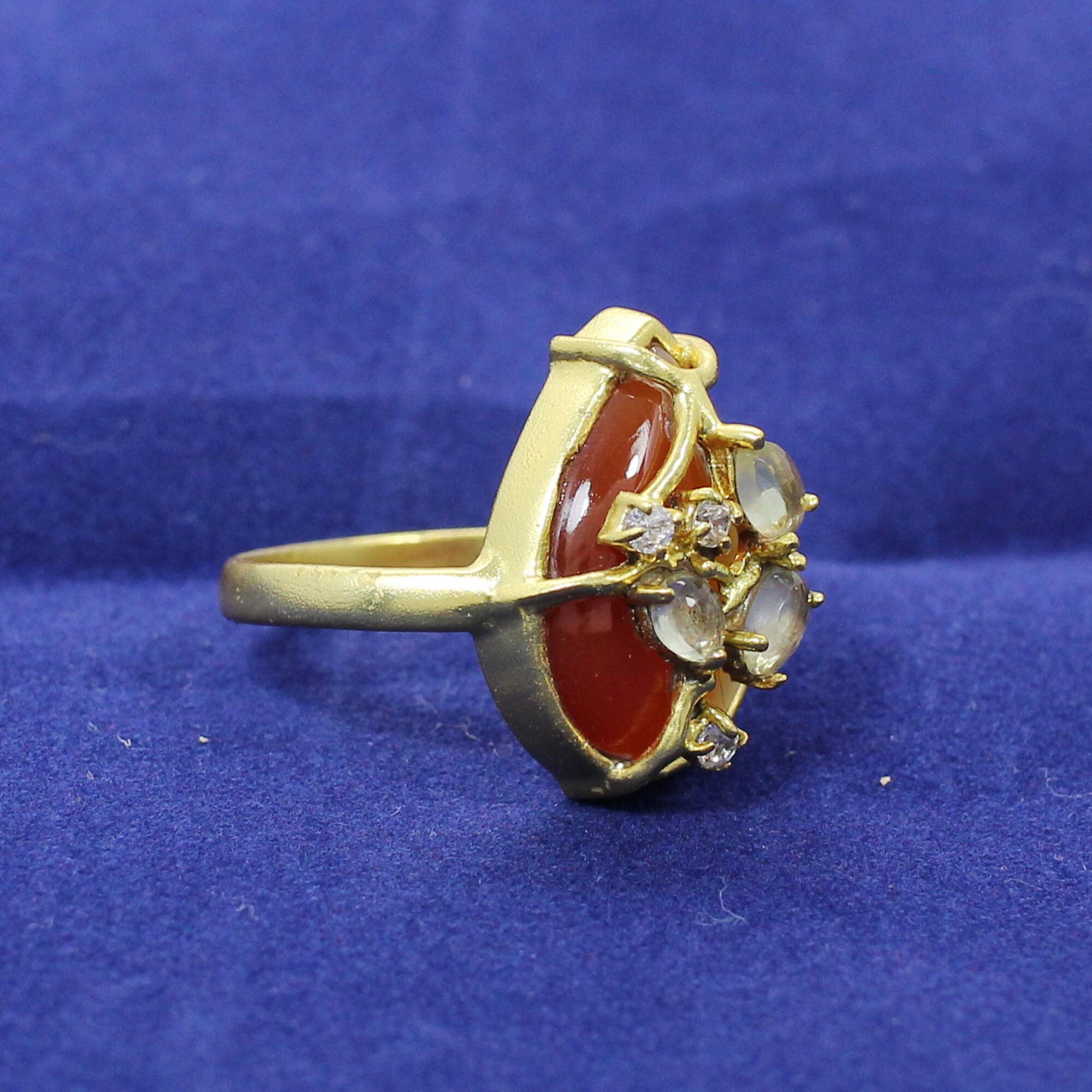 Red Sardonyx Gold Ring Pear Stone Ring Wire Wrapped Handmade | Etsy