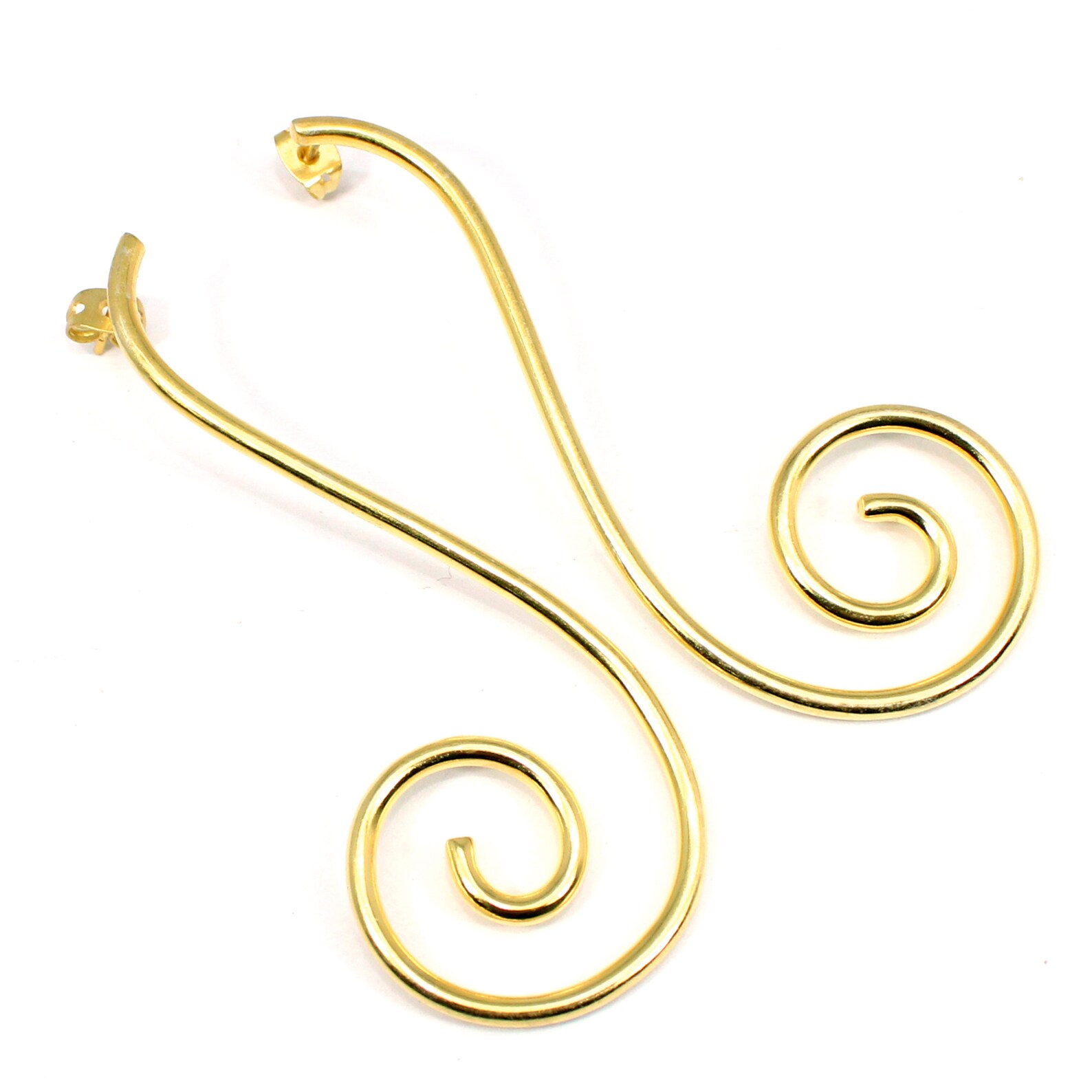 Gold Swirl Earrings Spiral Earrings Designer Earrings Women - Etsy