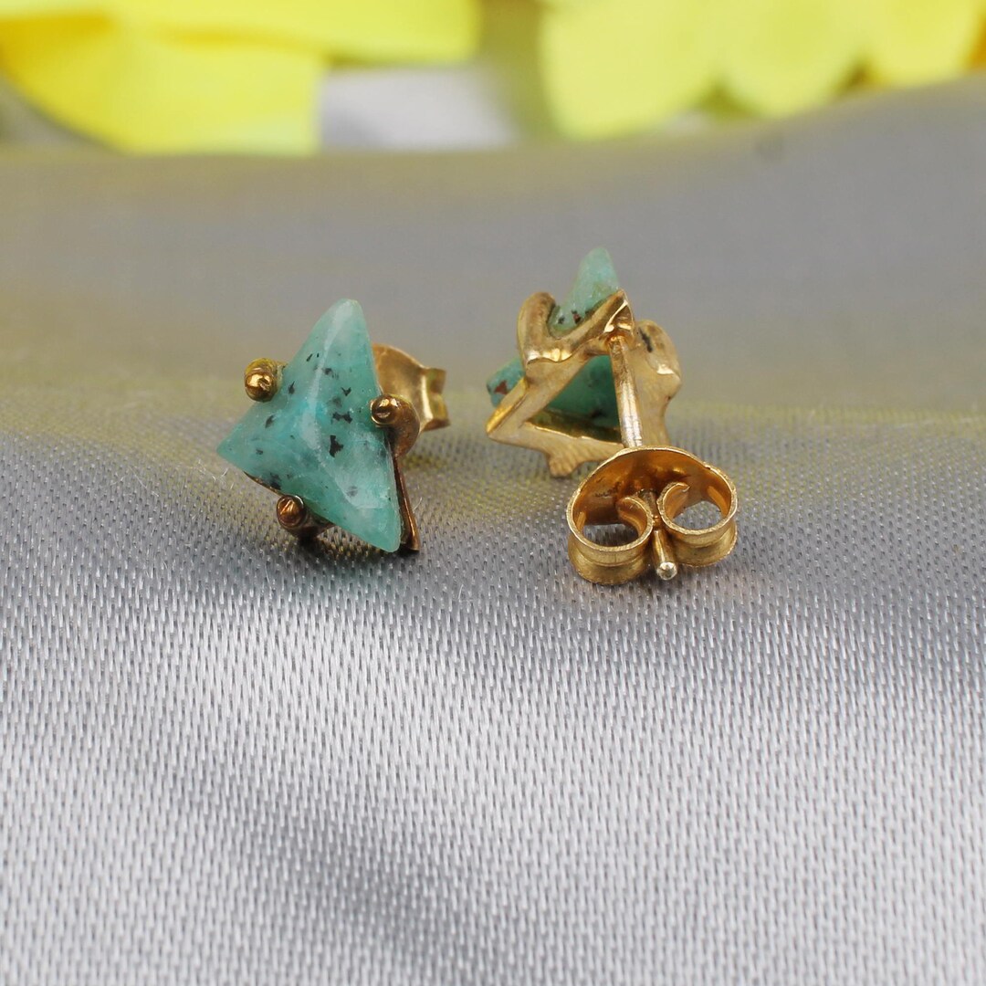 African Turquoise Earrings for Woman, Bridel Earrings, Dainty Studs ...