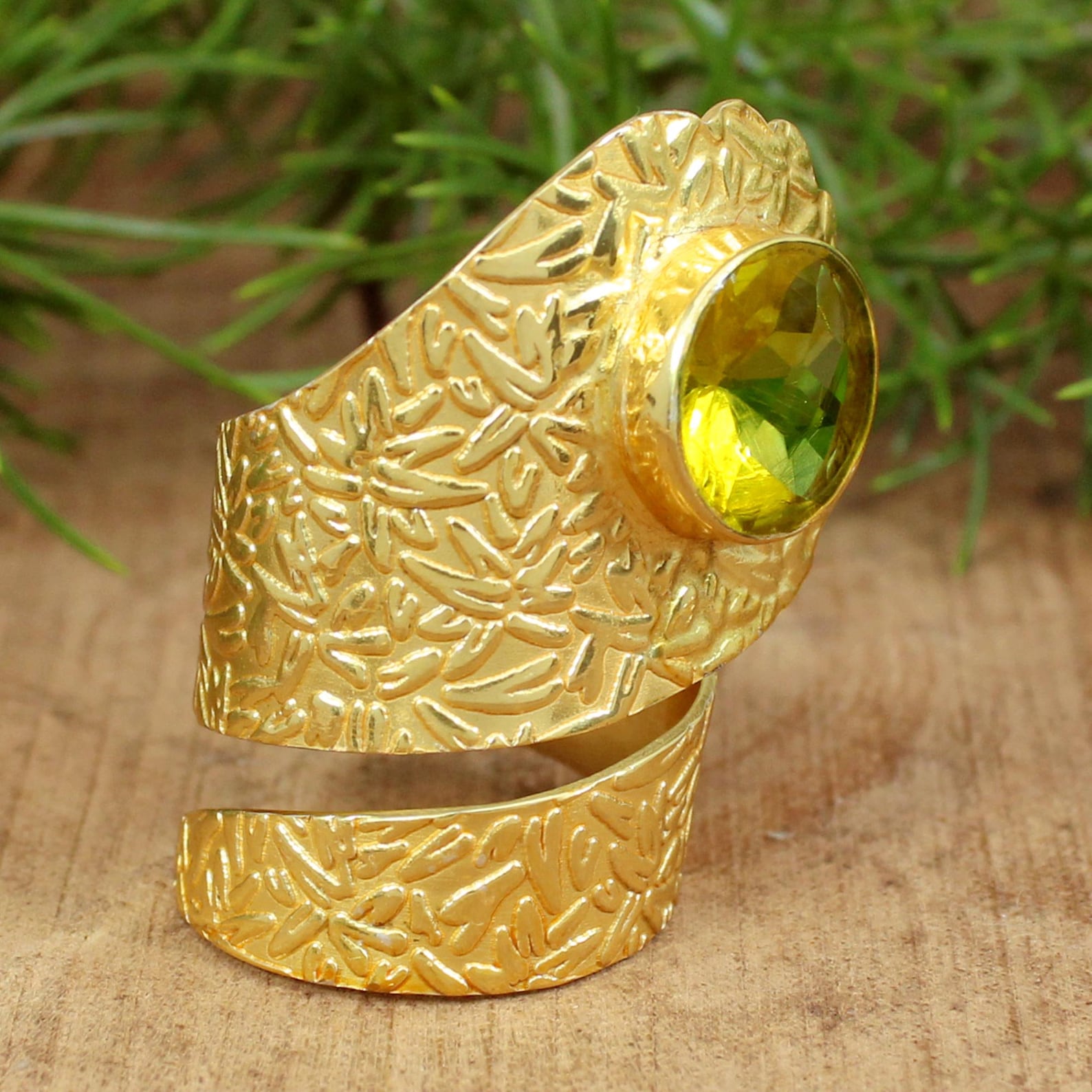 Lemon Hydro Finger Wrapped Gemstone Ring Gold Plated Brass - Etsy