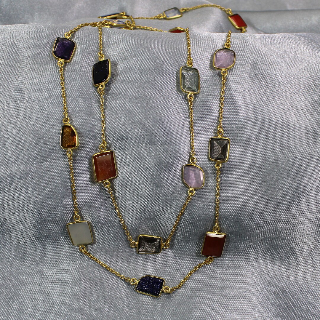 Multi Gemstone Handmade Necklacewedding Necklacecolorful - Etsy