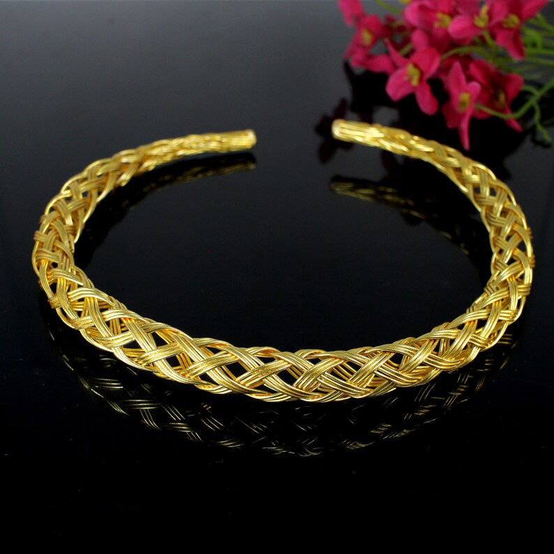Wire Wrapped Choker Necklace- Gold Plated Brass Jewelry- Collar ...