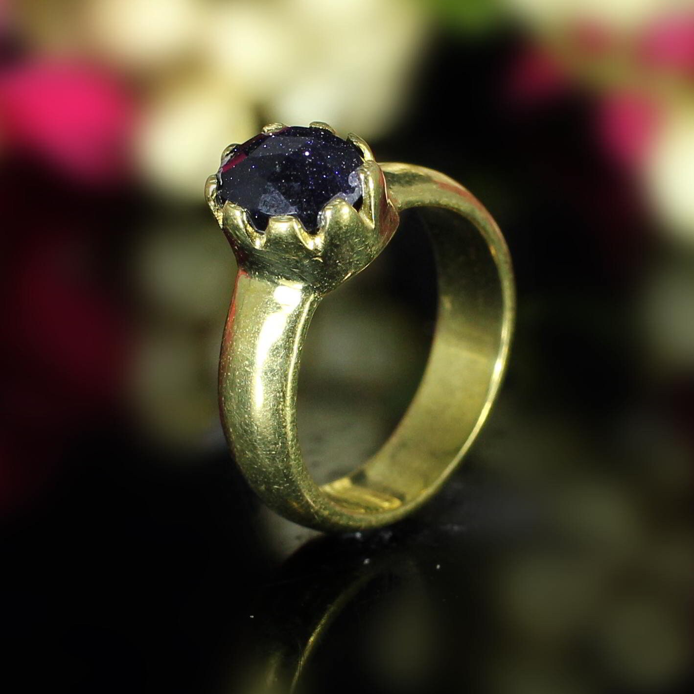 Shining Blue Sunstone Gemstone Ring Designer Ring Gold - Etsy UK