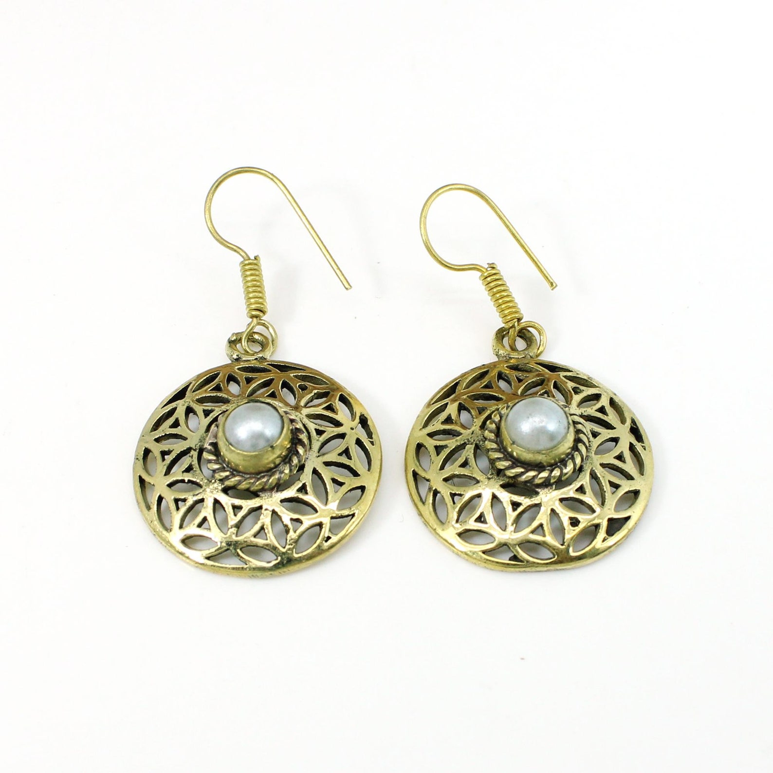 German Silver Earrings, White Pearl Earrings, Handcrafted Earrings ...