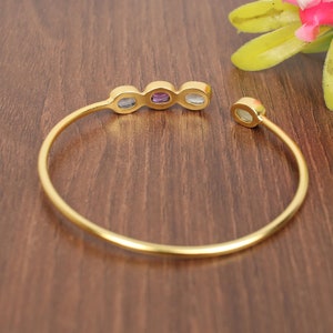 Multi Gemstone Bangle- Gold Plating in Brass- Handmade Bracelet ...