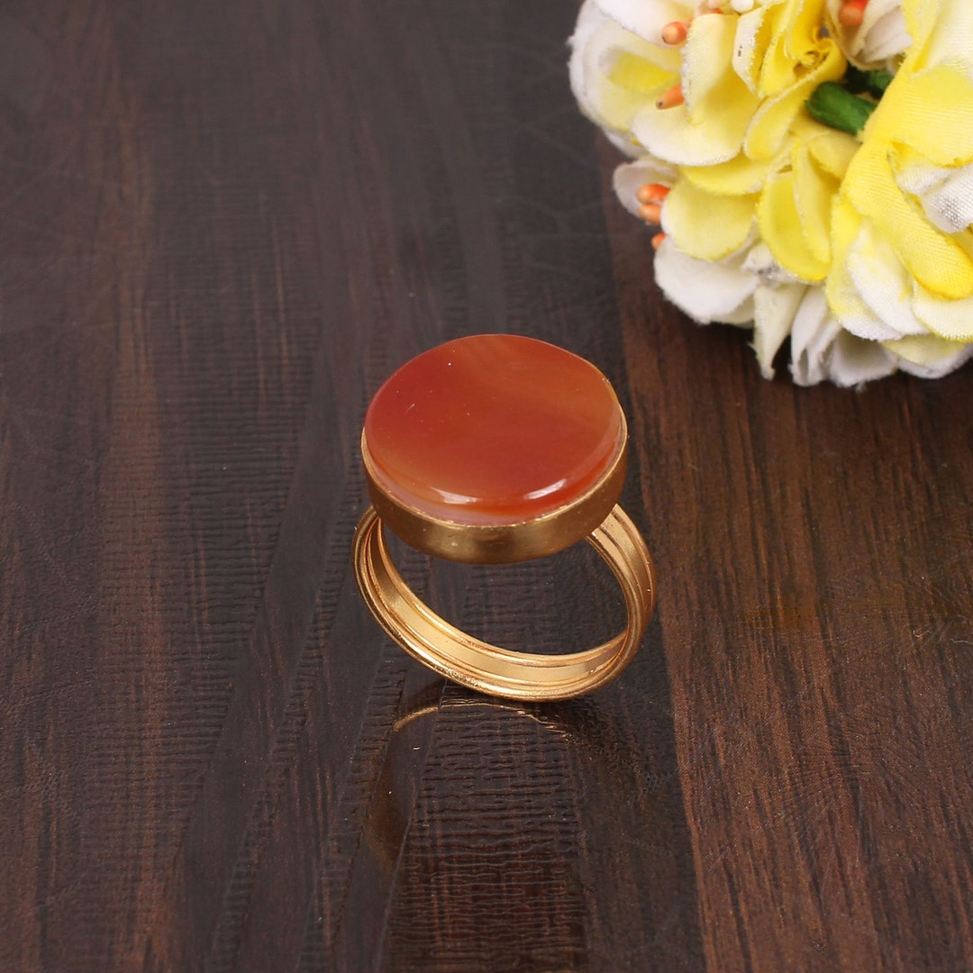 Round Shape Red Sardonyx Ring, Bazel Ring, Stacking Ring for Women ...