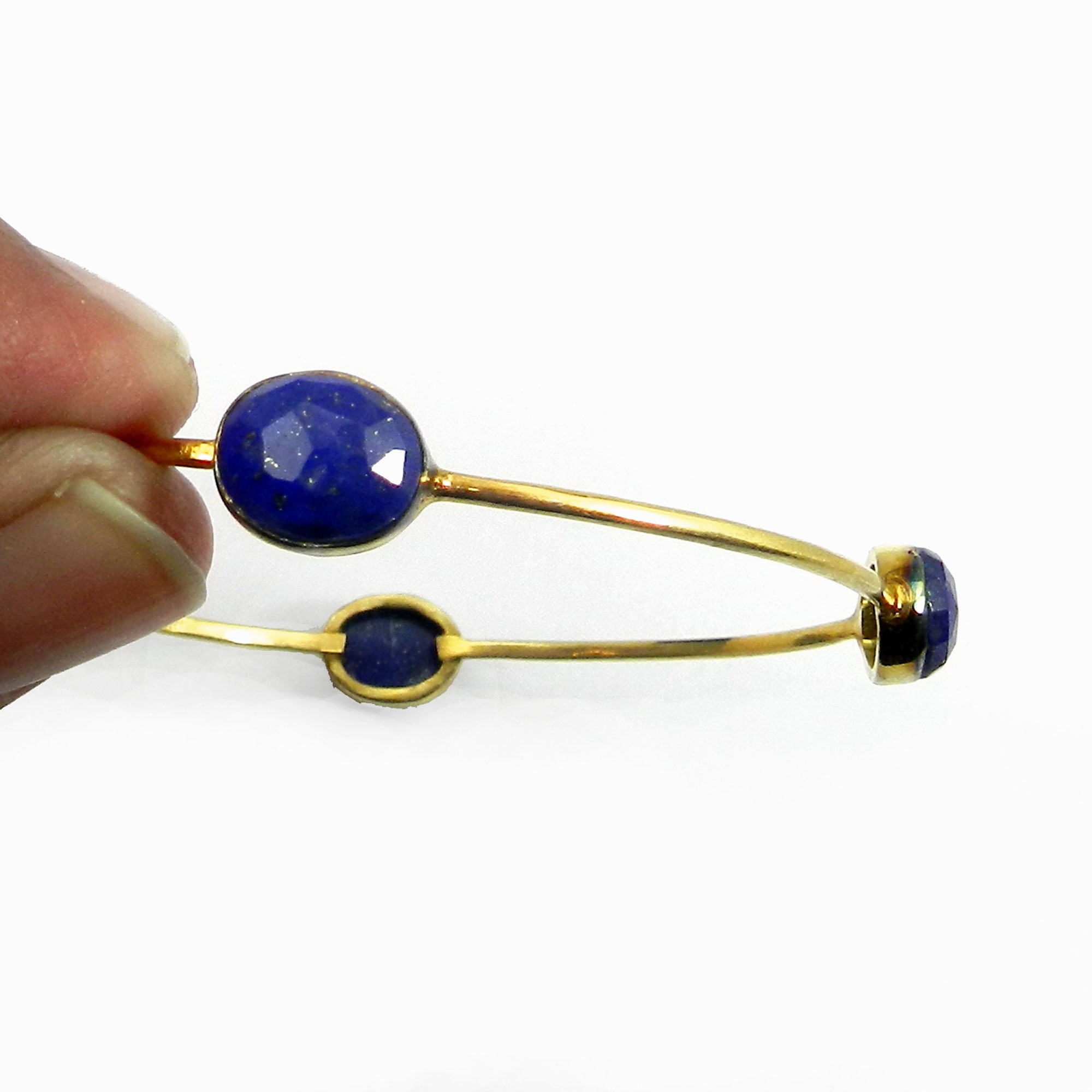 Handmade Lapis Lazuli Gold Plated Gemstone Bangle Bracelet | Etsy