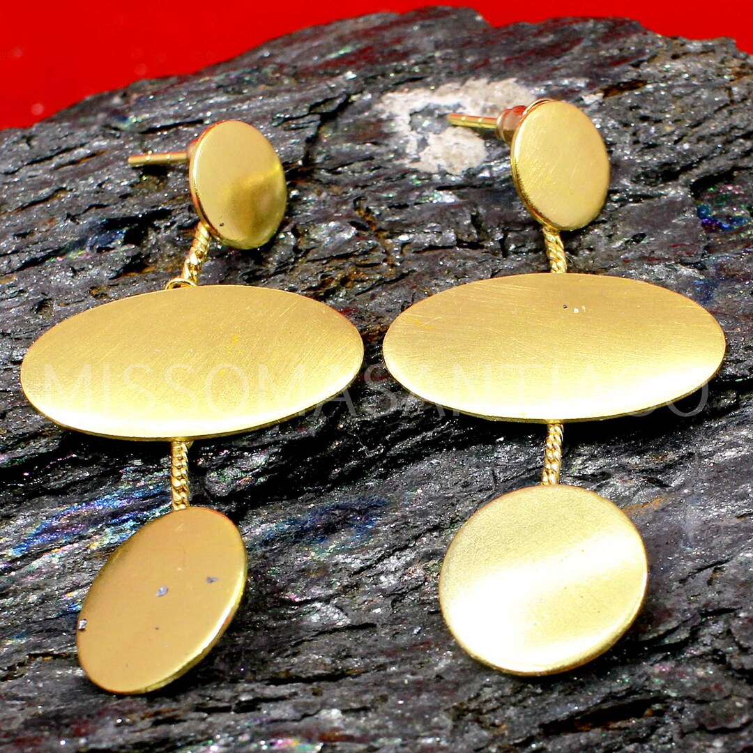 Gold Light Weight Earrings Brass Earrings Dangle Drop - Etsy