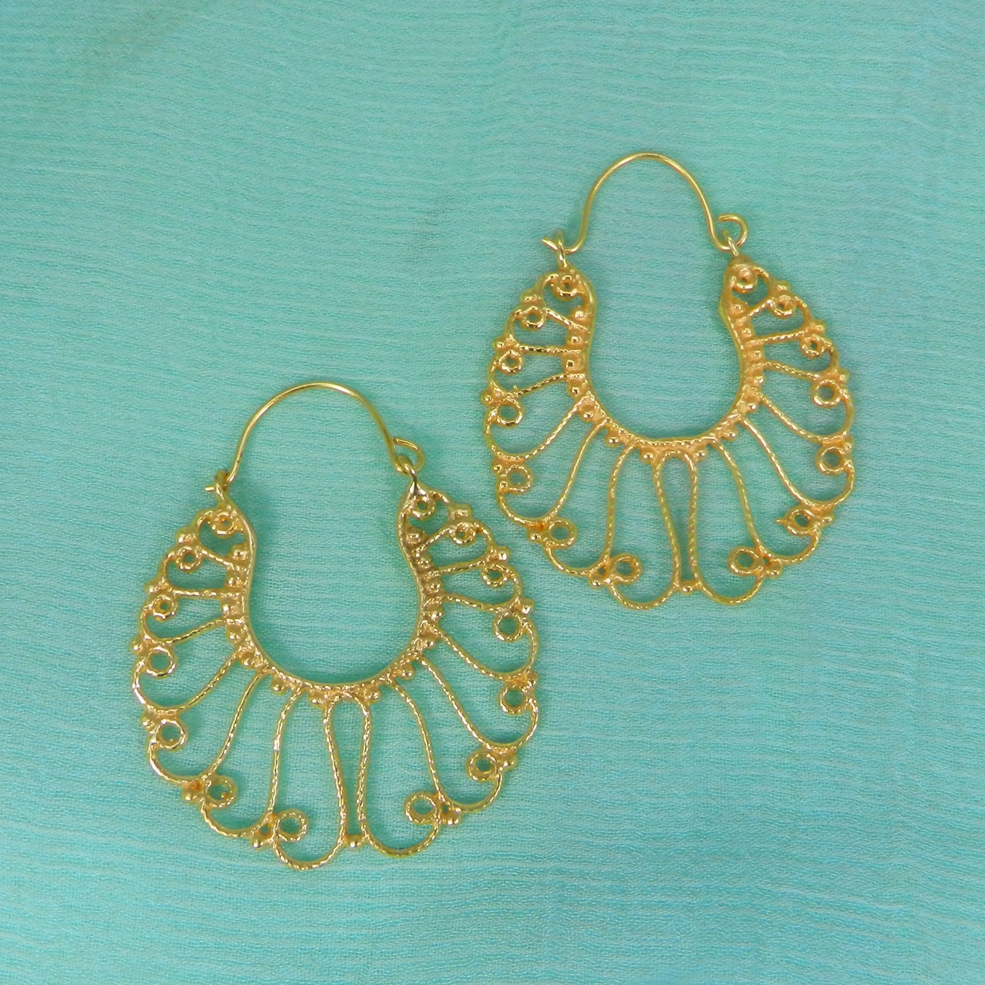 Ethnic Gold Plated Brass Boho Earringsindian Hoop - Etsy