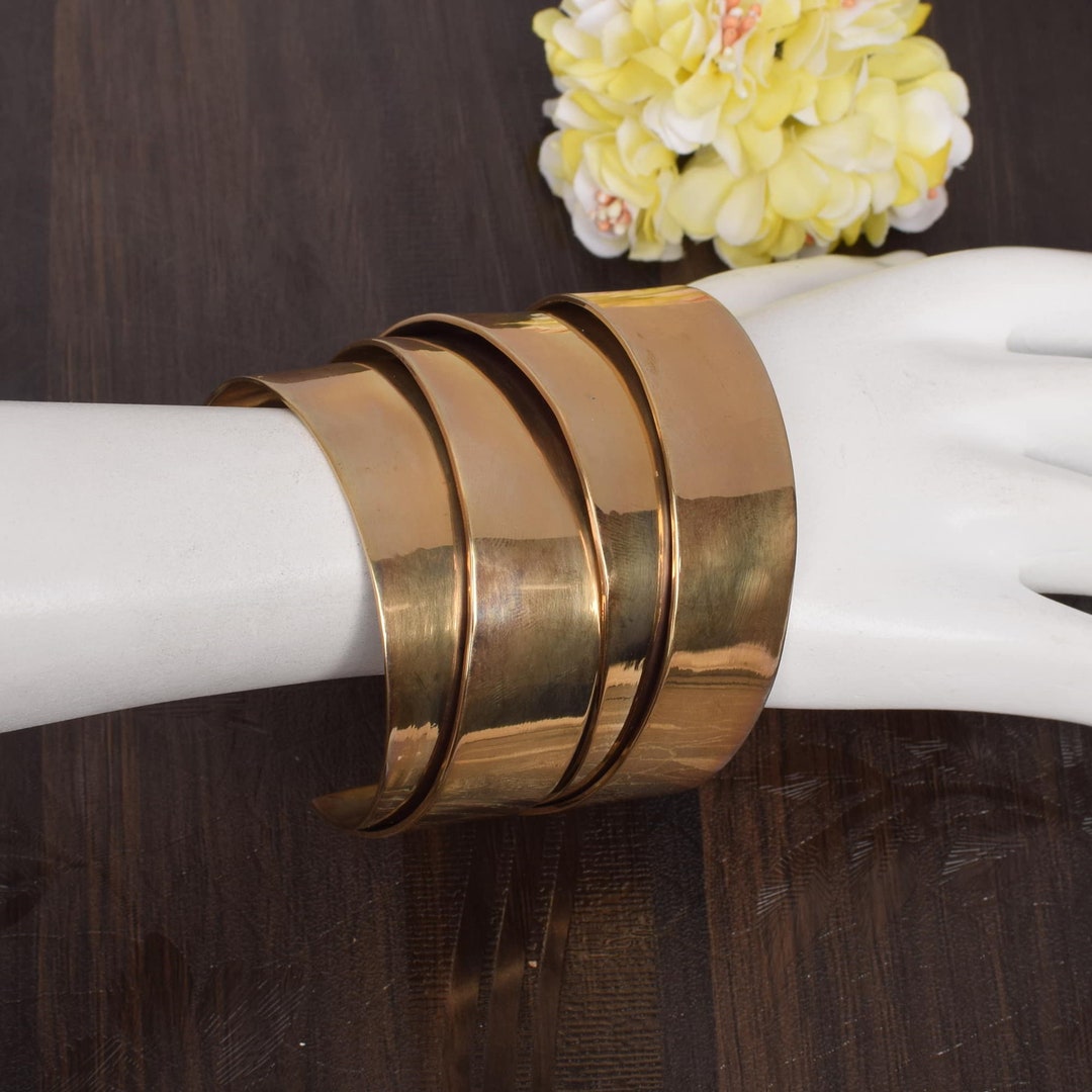 Wide Band Wire Wrapped Bangle, Simple Bangle for Woman, Gold Plated ...