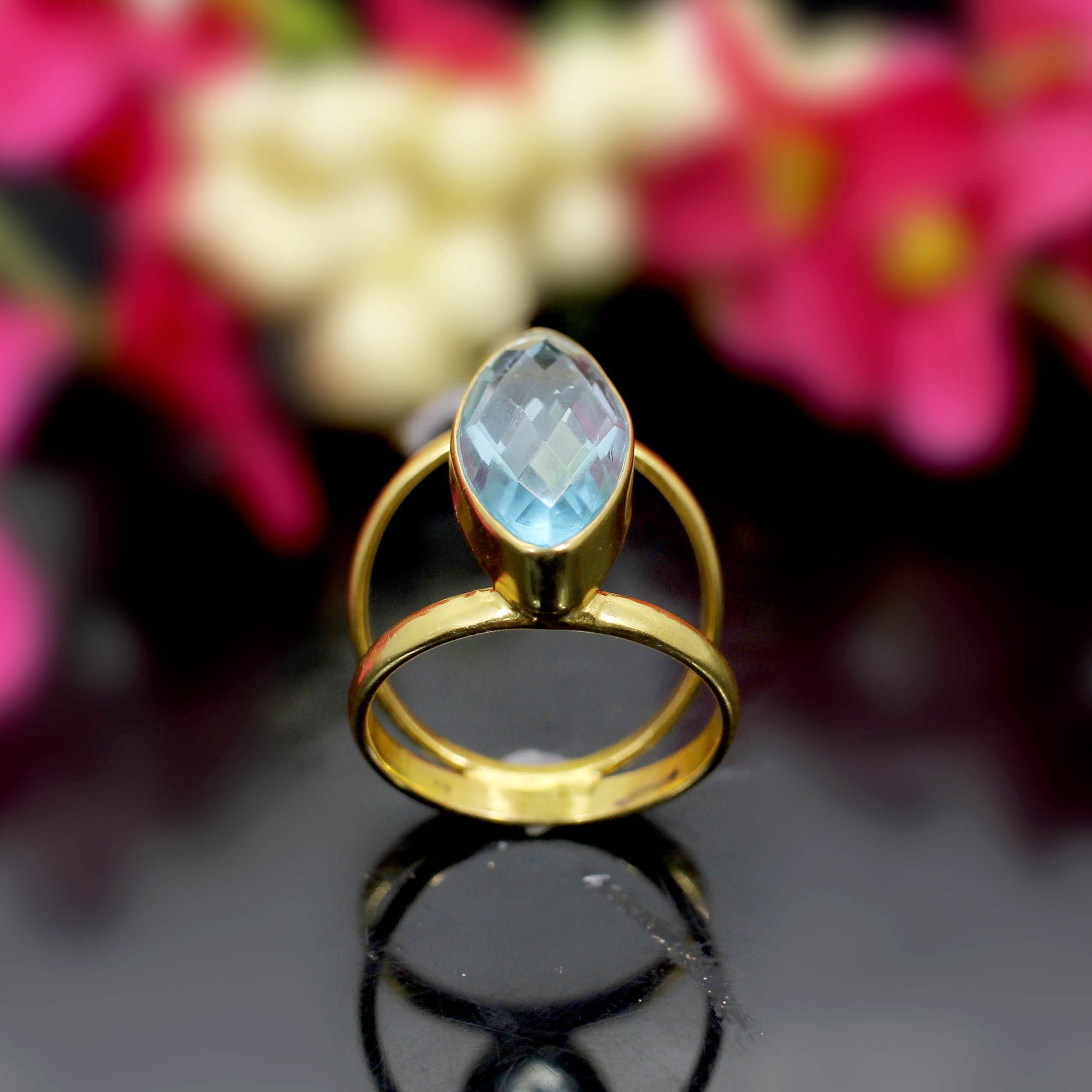 Sky Blue Topaz Hydro Ring Marquise Gemstone Gold Plated - Etsy