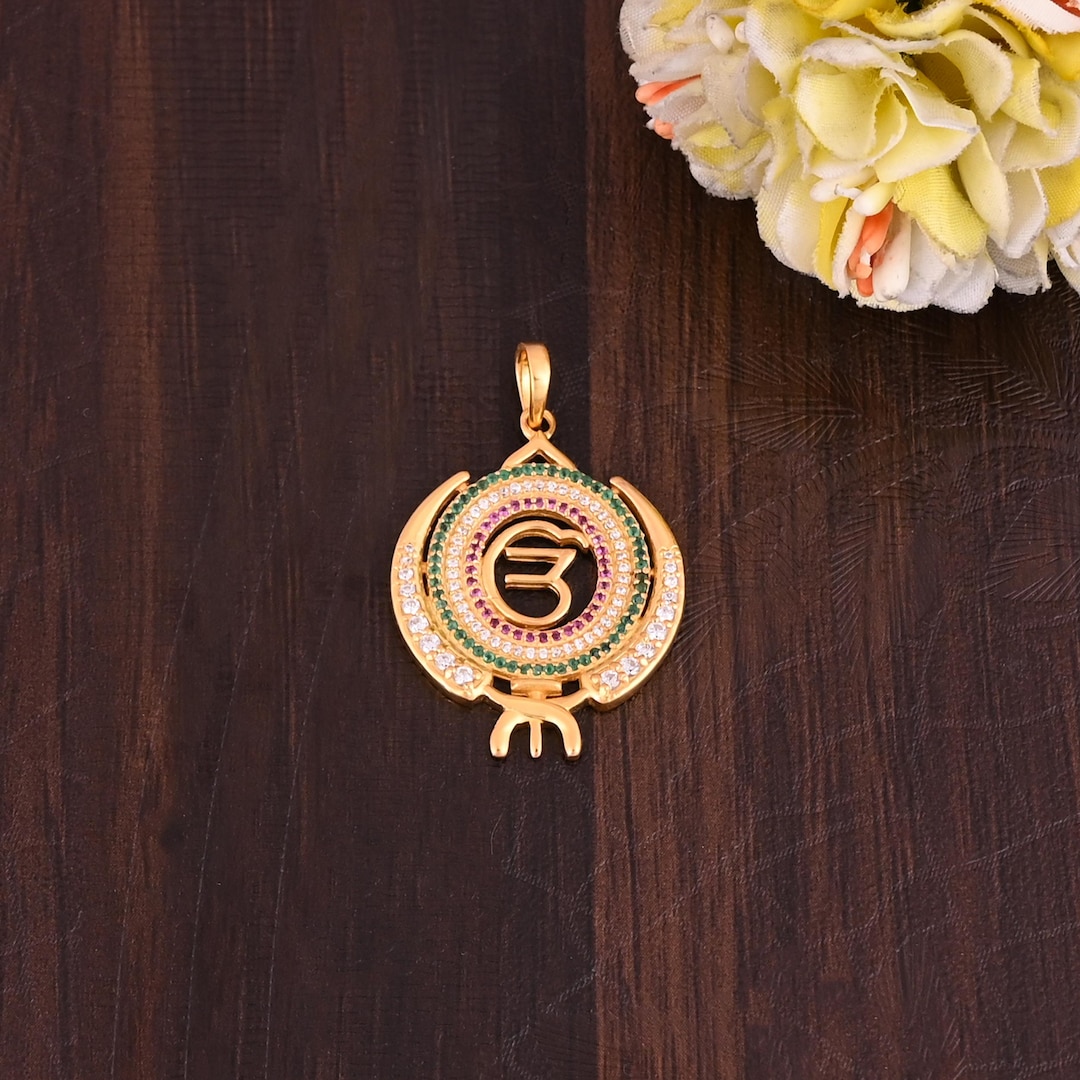 Spiritual Sikh Symbol CZ Pendant, Handcrafted Sikh Jewelry, 925 ...