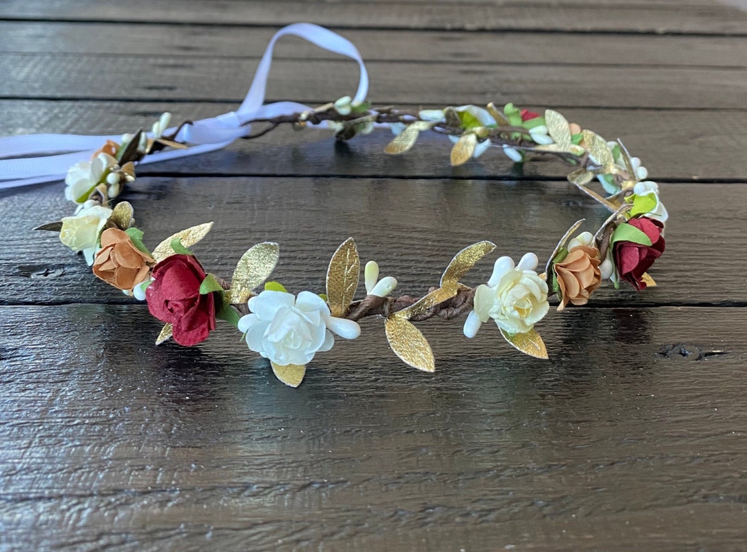 Burgundy Flower Crown Wedding Milk Crown Brown Flower Crown White ...