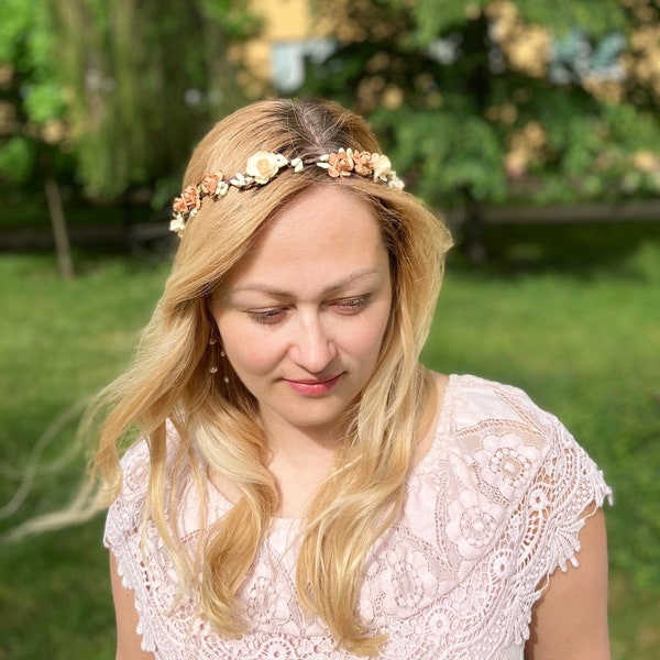Peach Flower Crown - Etsy