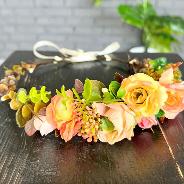 Orange Flower Crown - Etsy