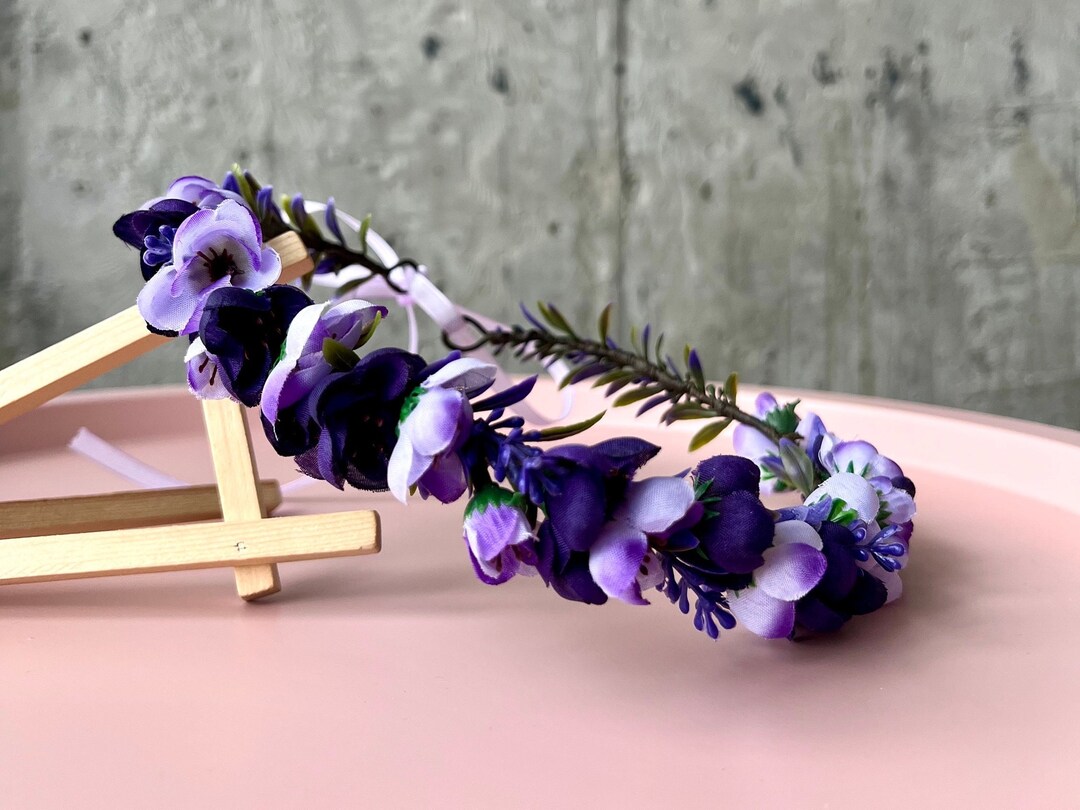 Sakura Wedding Crown Purple Flower Wedding Crown of the Bride Purple ...