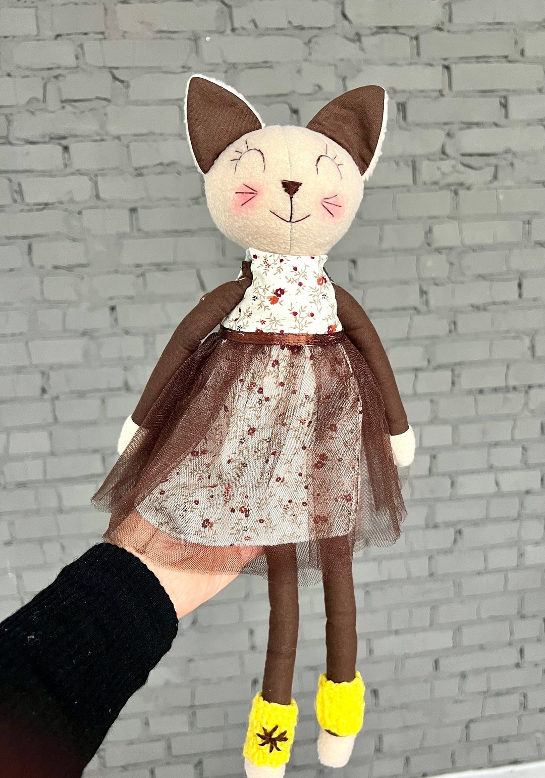 Tilda Cat Kitty Doll Large Size Fabric Cat in Dress Kitty Doll Tilda ...