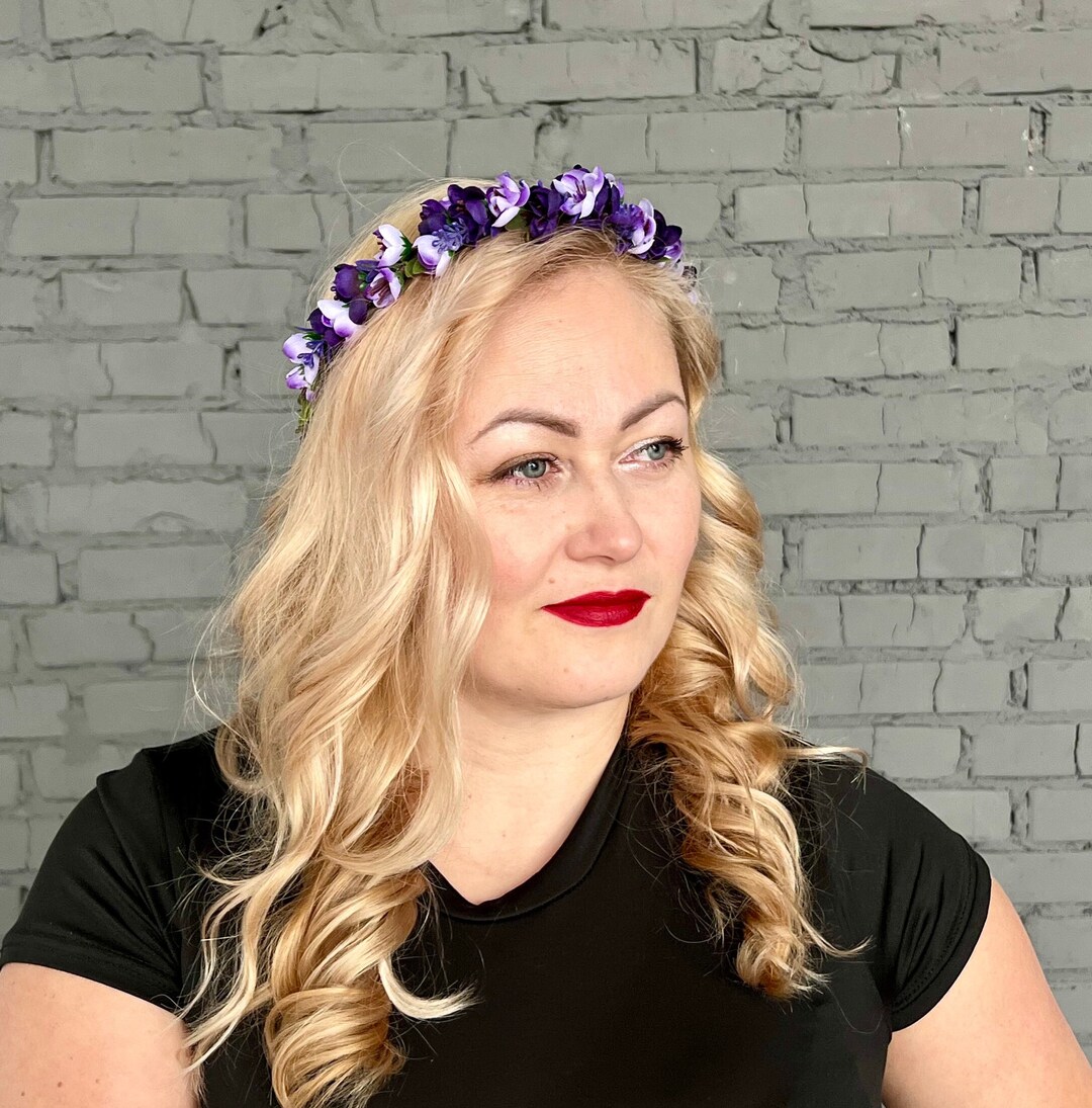 Purple Flower Crown Flower Wedding Crown Sakura Flower Crown Purple ...