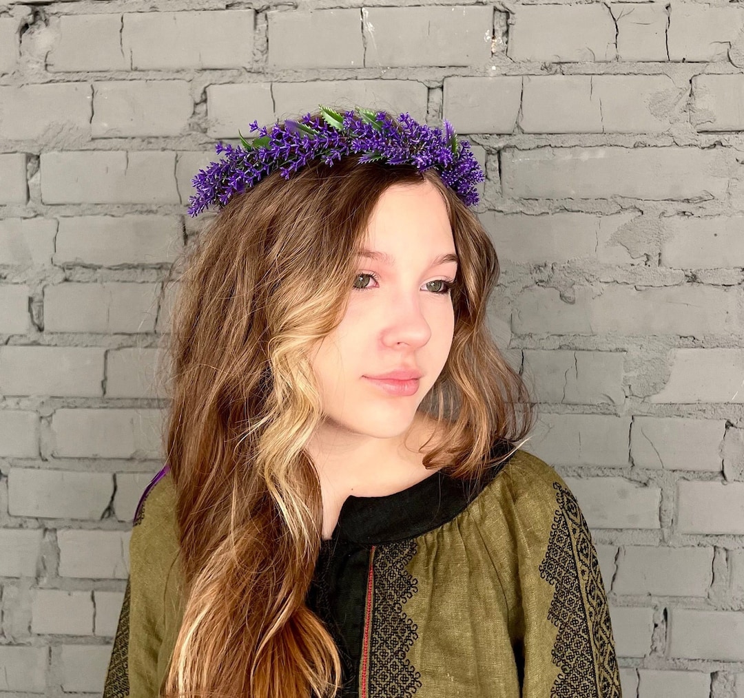 Lavender Crown Flower Wedding Crown Purple Lavender Crown Rustic Summer ...