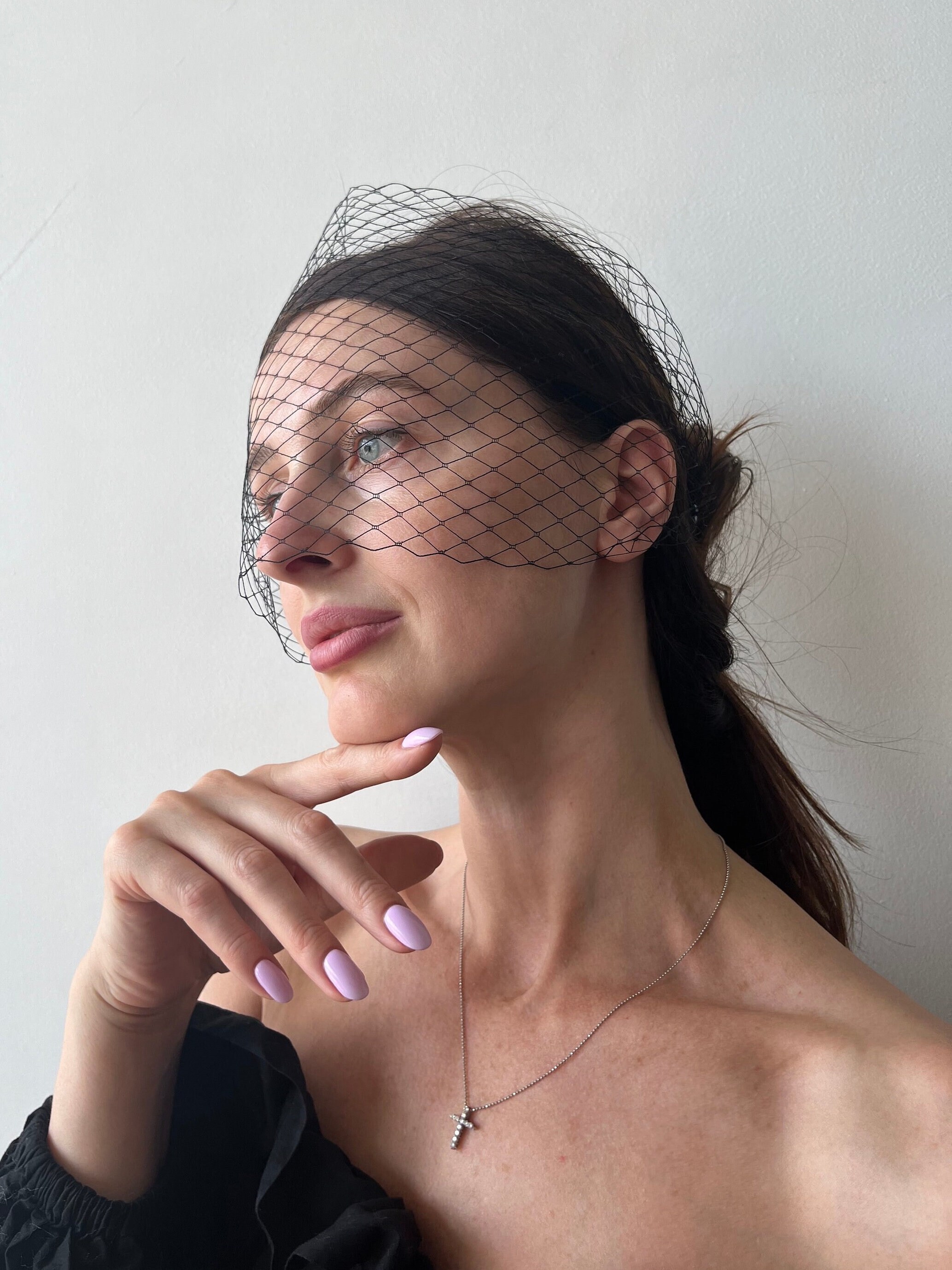 Veil Gothic Crown Black Gothic Veil Birdcage Veil Black Veil - Etsy