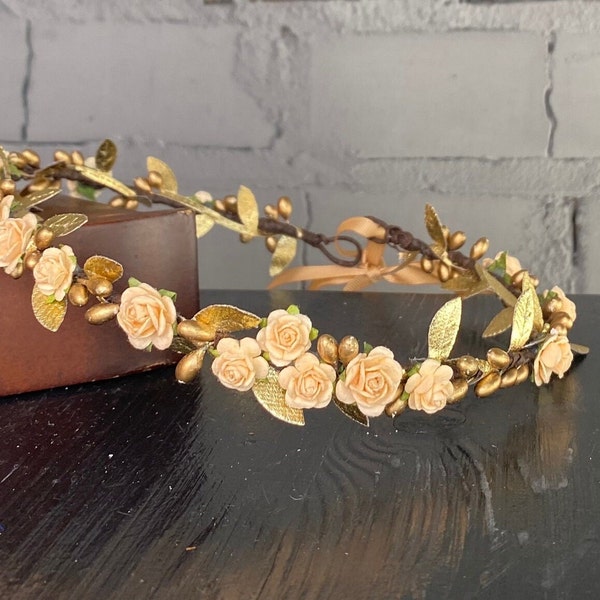 Gold Flower Crown - Etsy