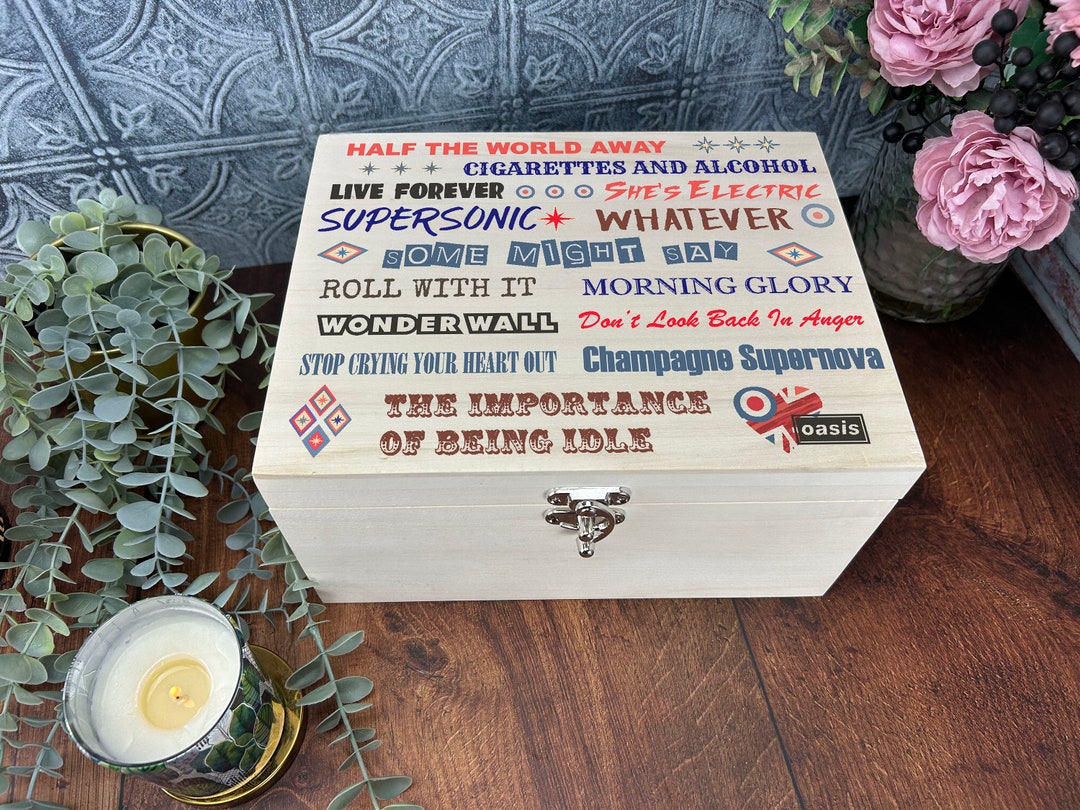 Oasis Colourful Song Title Keepsake Box for Music Fans Birthday or ...