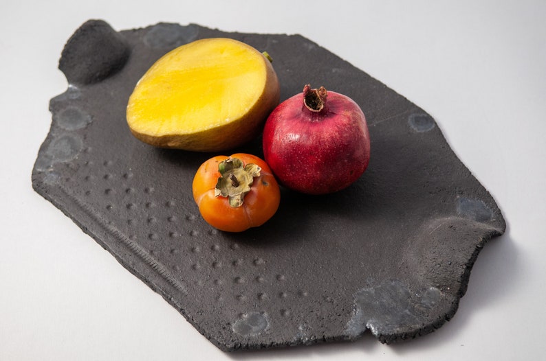 Black Ceramic Tray, Dark Gray Serving Dish, Dessert Serving, Serving ...