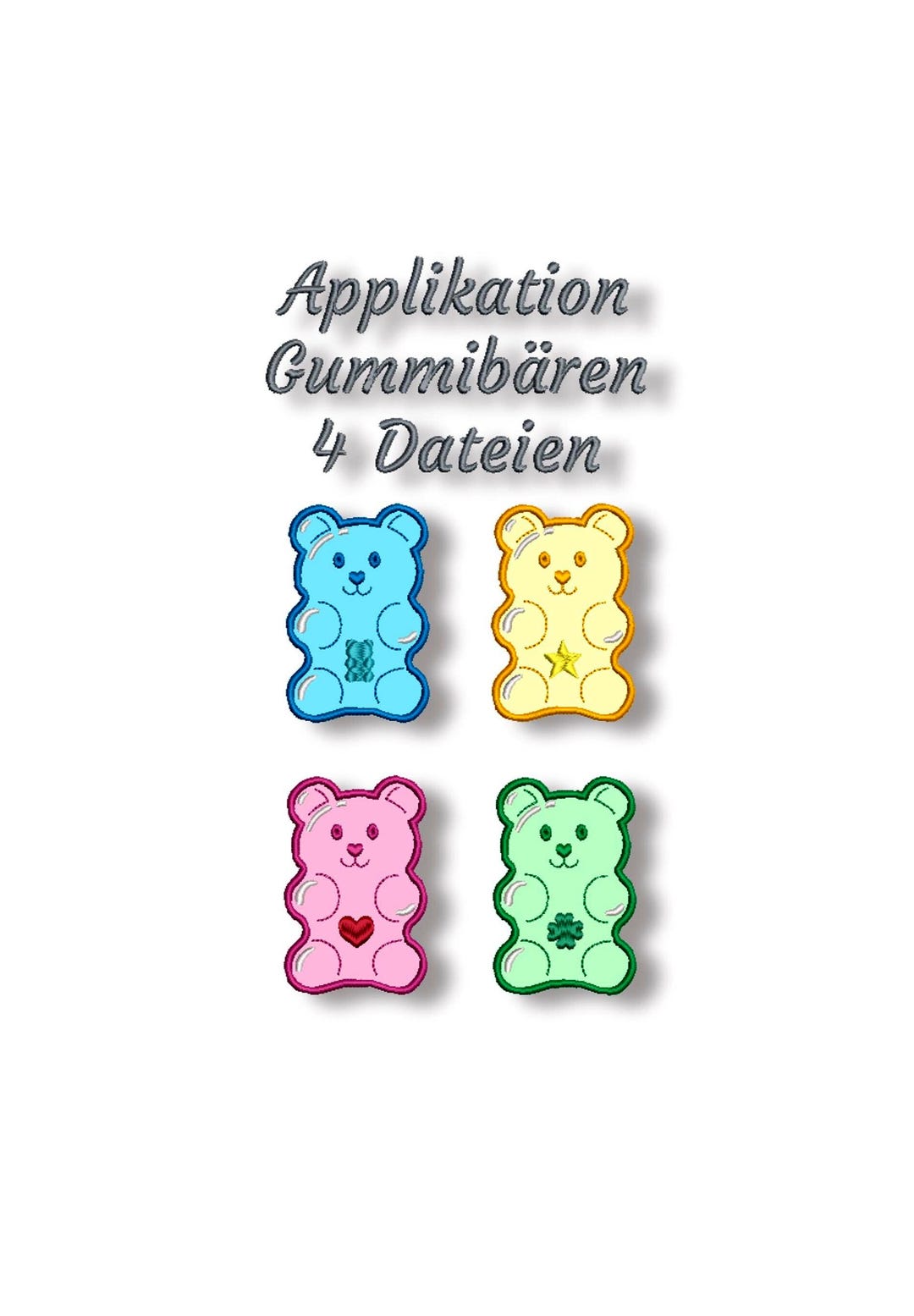 Embroidery File Gummy Bear, Appliqué Gummy Bear, Embroidery File Bear ...