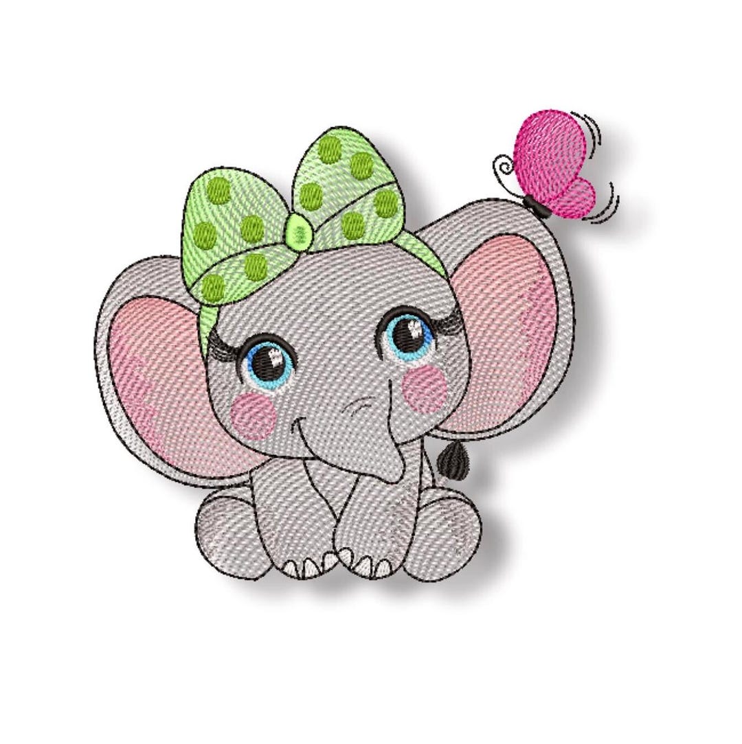 Embroidery File Elephant, Embroidery File Baby, Embroidery File Girl in ...