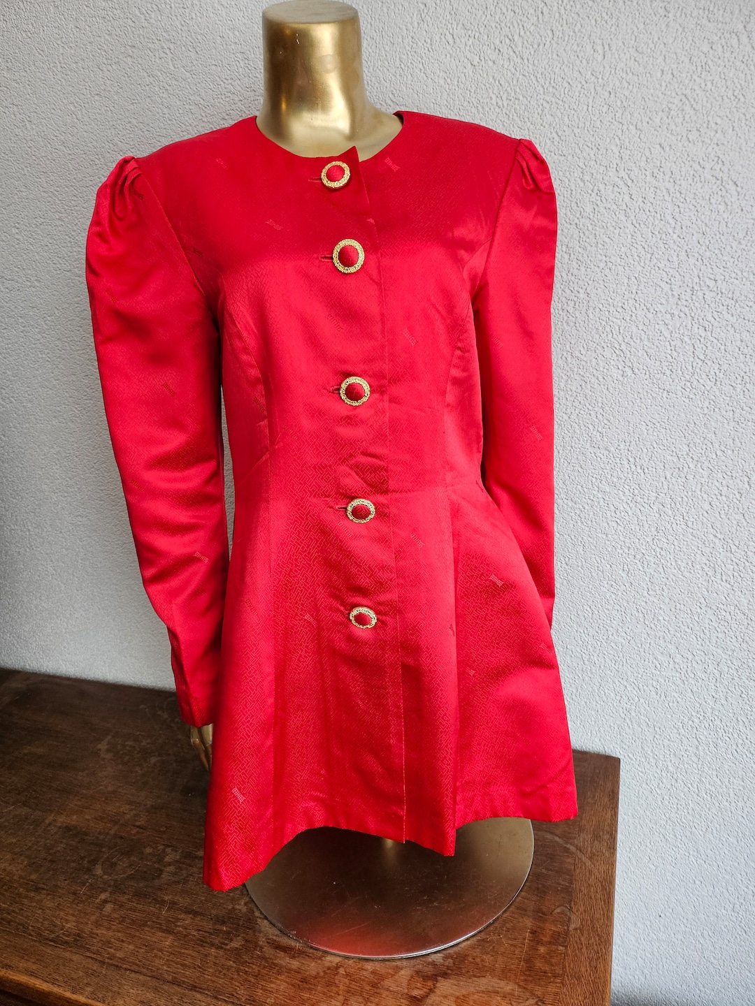 80s Vintage Red Satin Jacket/ Satin Evening Jacket/ Jacket With Pleated ...