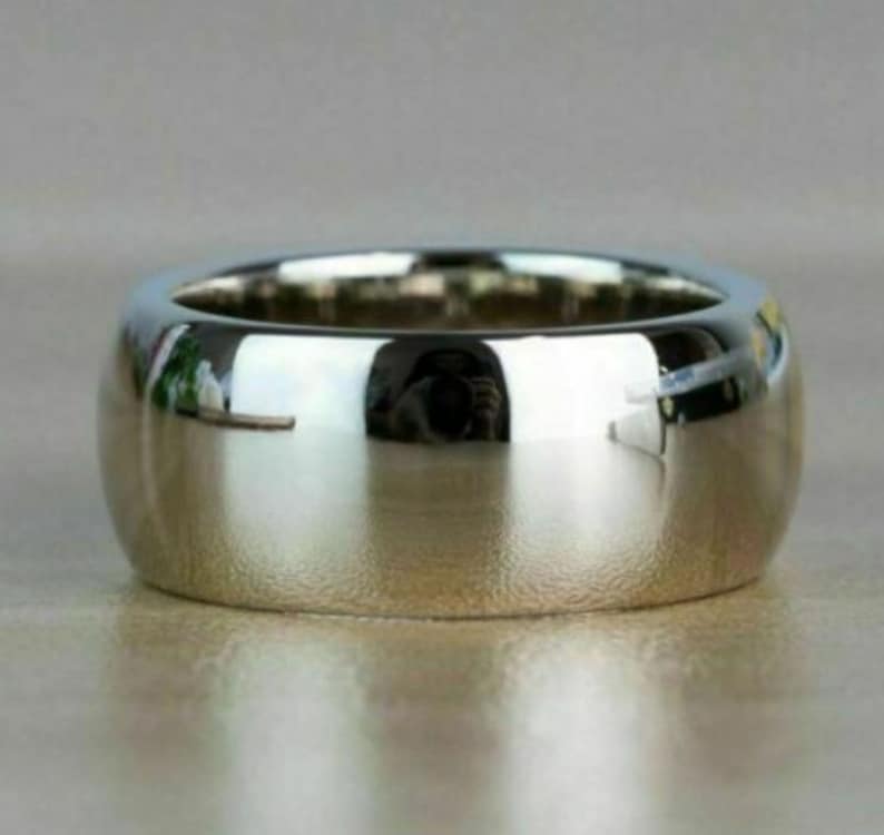 Men's Dome Shape Wedding Band, 14K White Gold Plated, 1.6 Ct Princess ...
