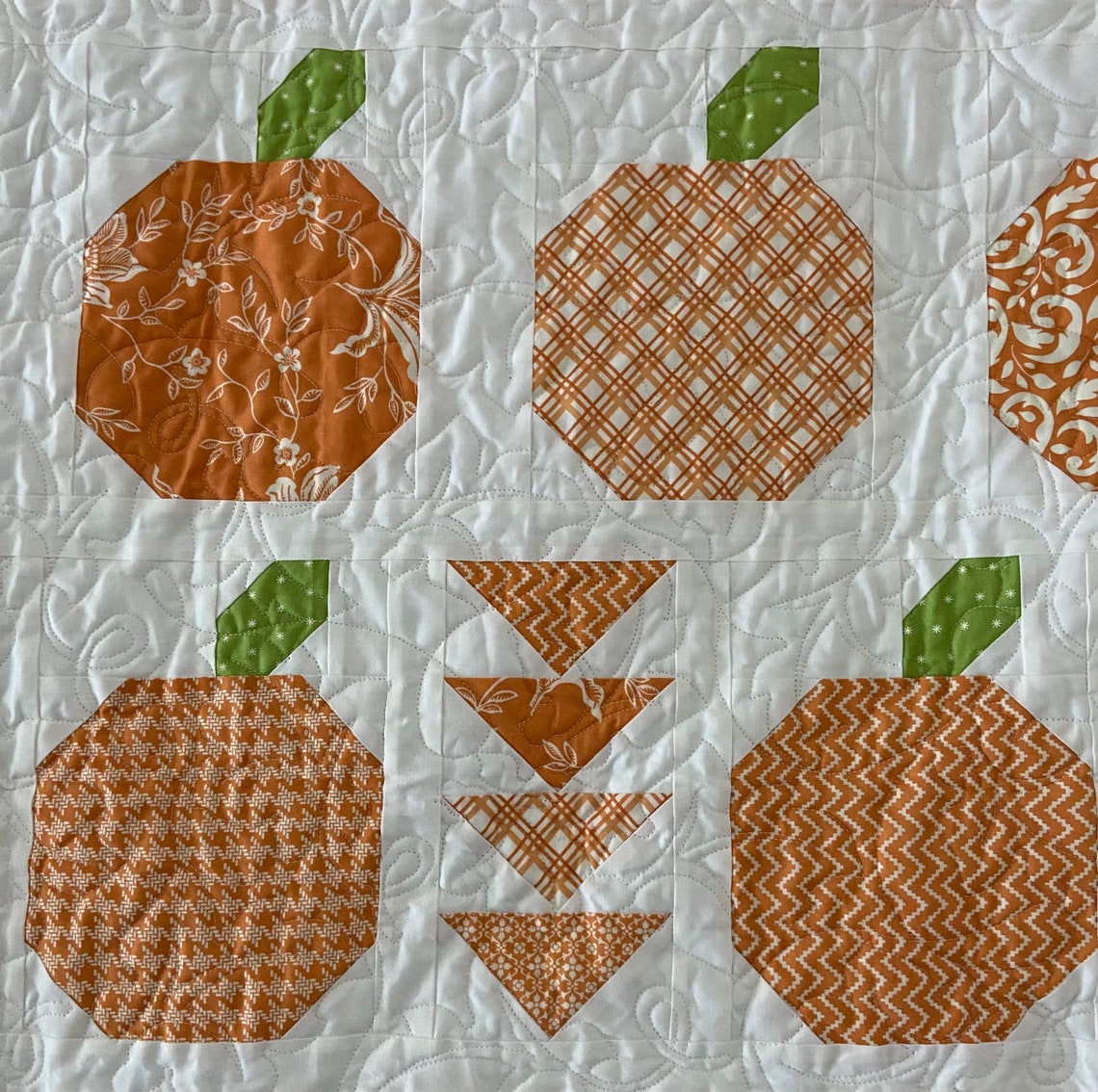 Pumpkin Quilt, Halloween, Fall Quilt, Handmade Quilt, Fig Tree Fabric ...