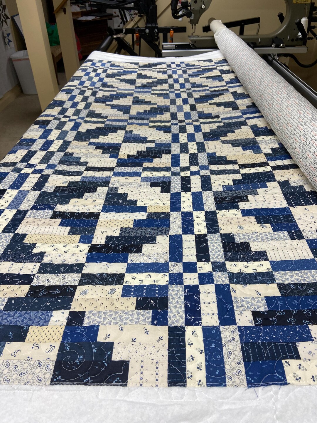 Handmade Blue and White Quilt: Primitive Gatherings Indicon Design - Etsy