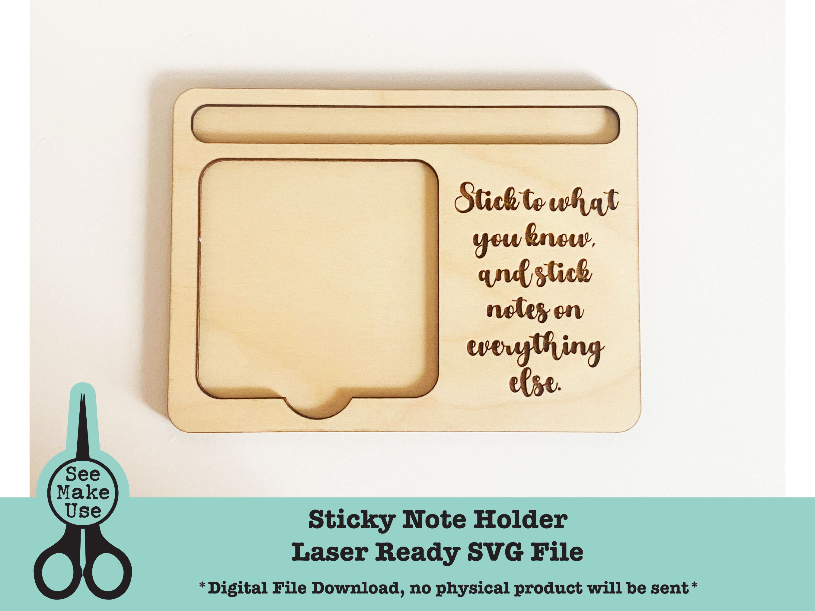 Sticky Note Holder Glowforge Laser Ready Cut File SVG, Post-it Note ...