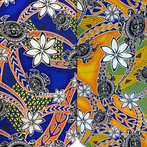 New! Polynesian Fabric, Hawaiian - Tropical Turtle and Tribal Tattoo ...
