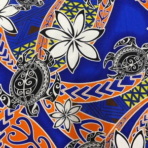 New! Polynesian Fabric, Hawaiian - Tropical Turtle and Tribal Tattoo ...