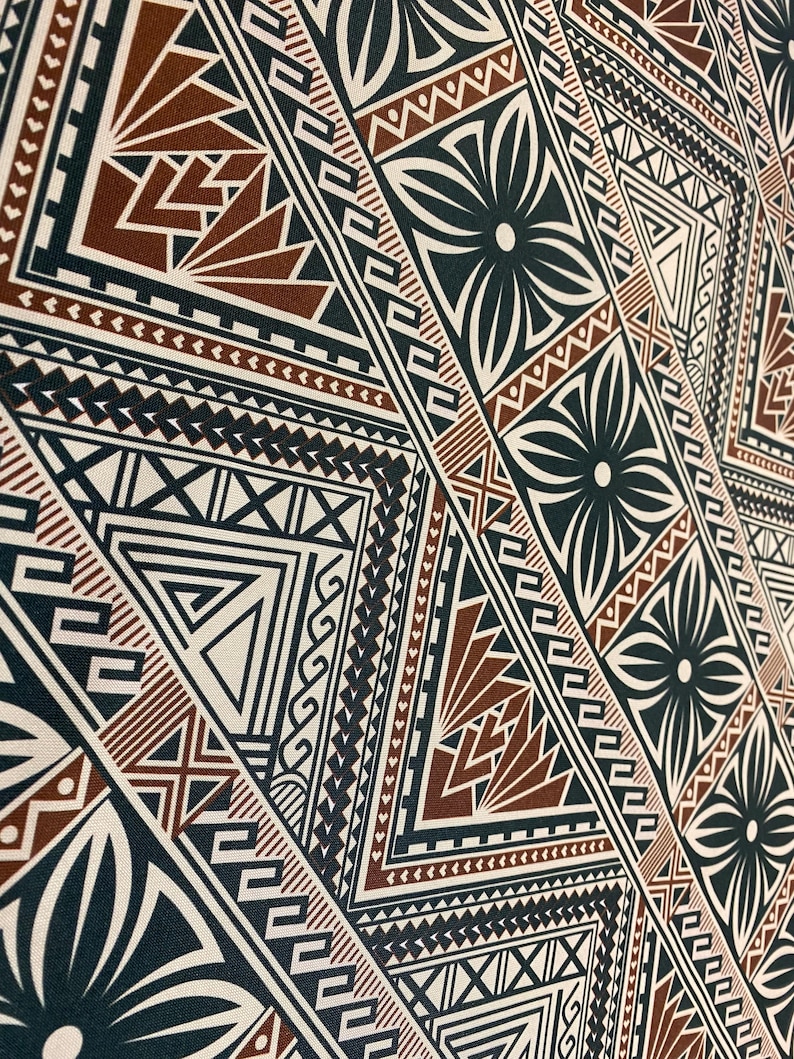 New Zealand Print - Tapa Tribal Block Print Fabric - Polynesian Fabric ...