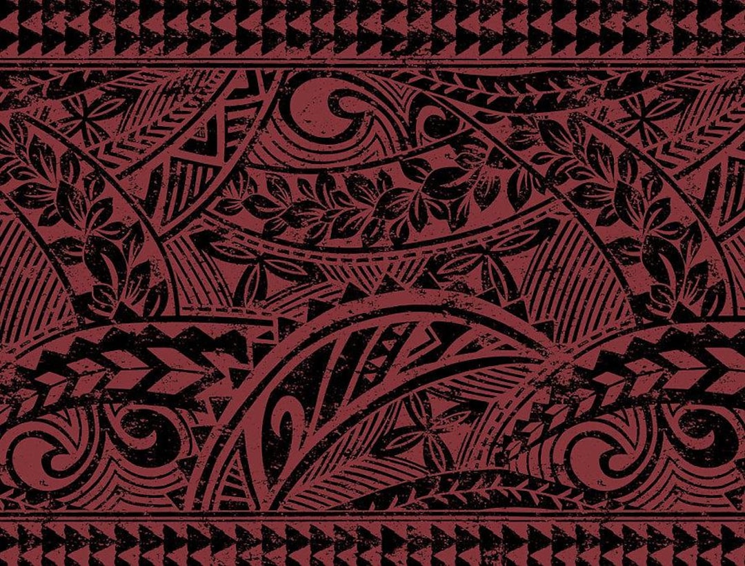 Polynesian Tribal Fabric – Dark Rosewood Poly Cotton Blend Fabric, 44 ...