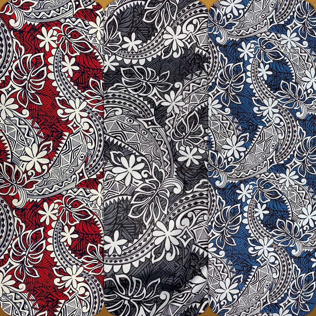 Polynesian Fabric - Tribal Tattoo Design With Floral - Island Fabric ...