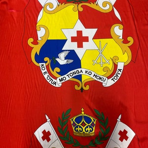 Seal of Tonga Logo on Satin Fabric Panel 40 X 58 Wide Flag of Tonga for ...