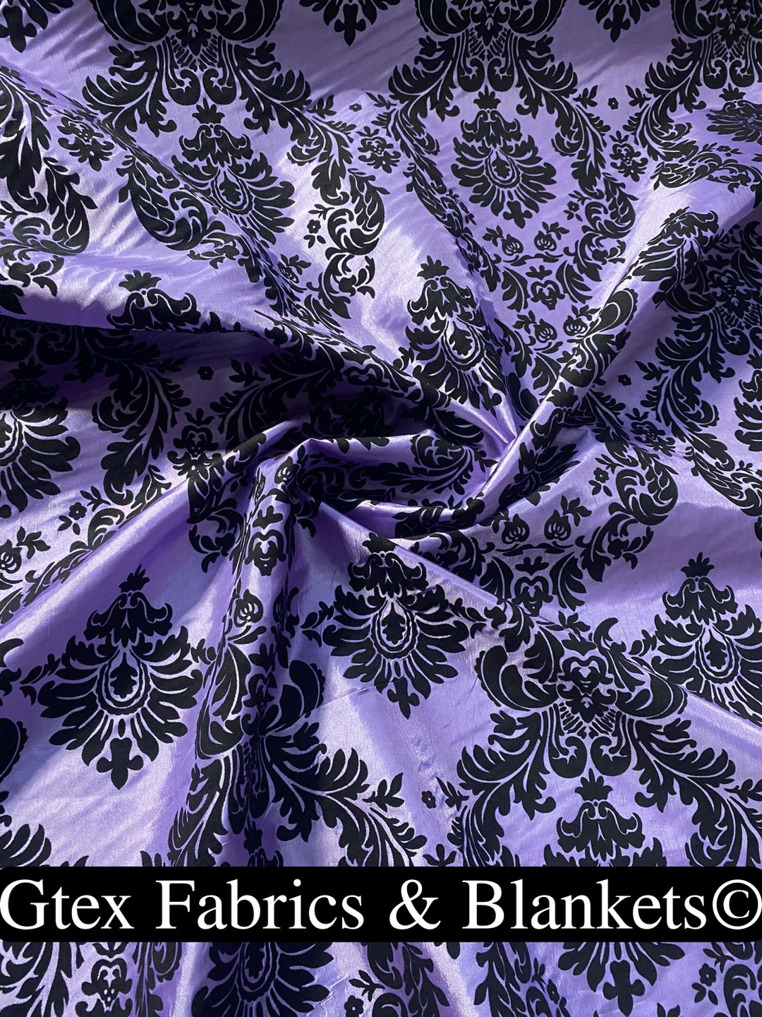 Royal Victorian Gothic Damask Taffeta Flocked Fabric for Dresses, Home ...