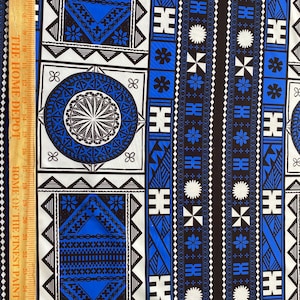 New Fijian Tapa Block Print Fabric - Polynesian Design - Peach Skin ...