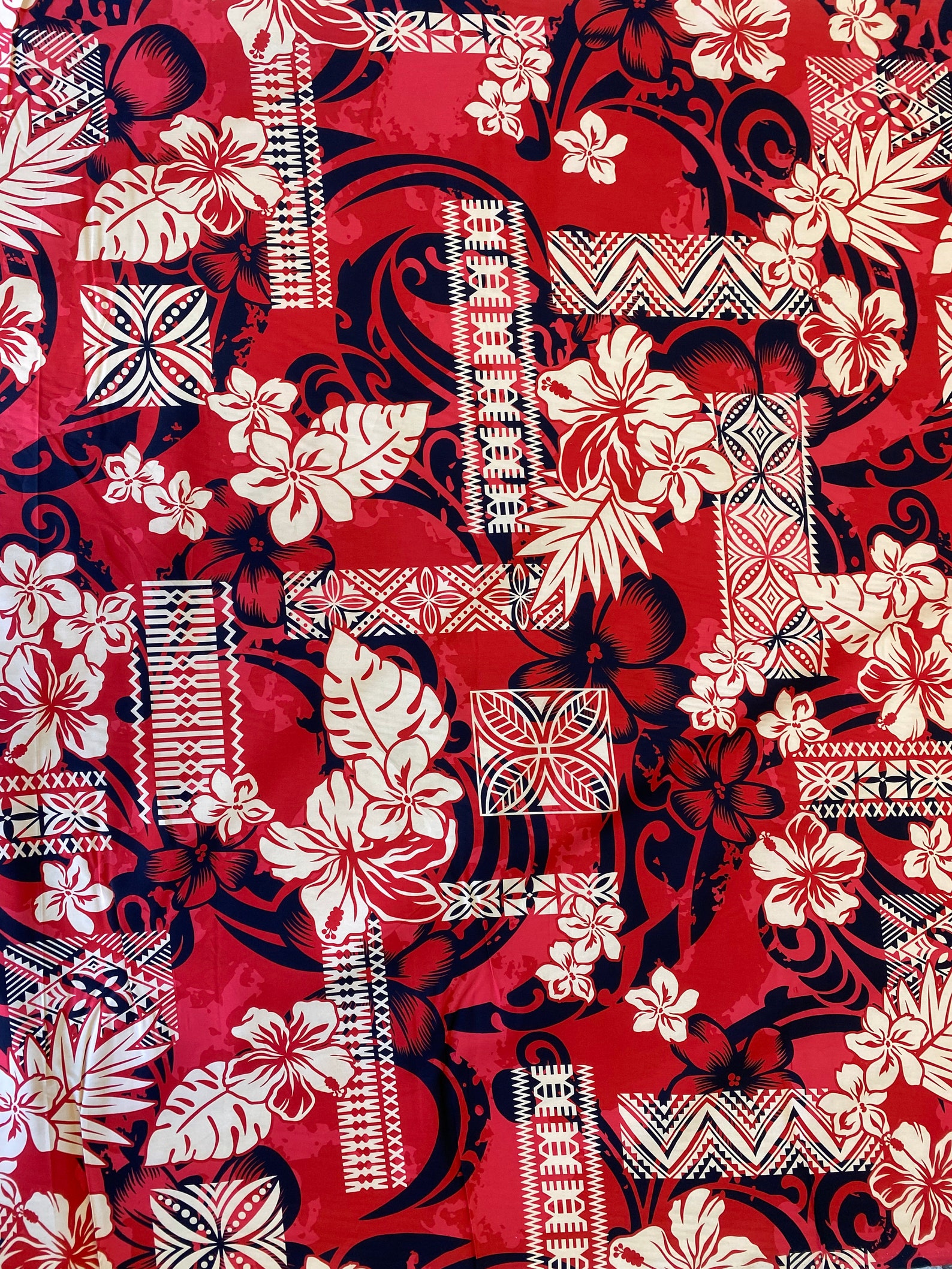 GTEX Collection - Polynesian Fabric -tribal Tapa Print Floral Design ...